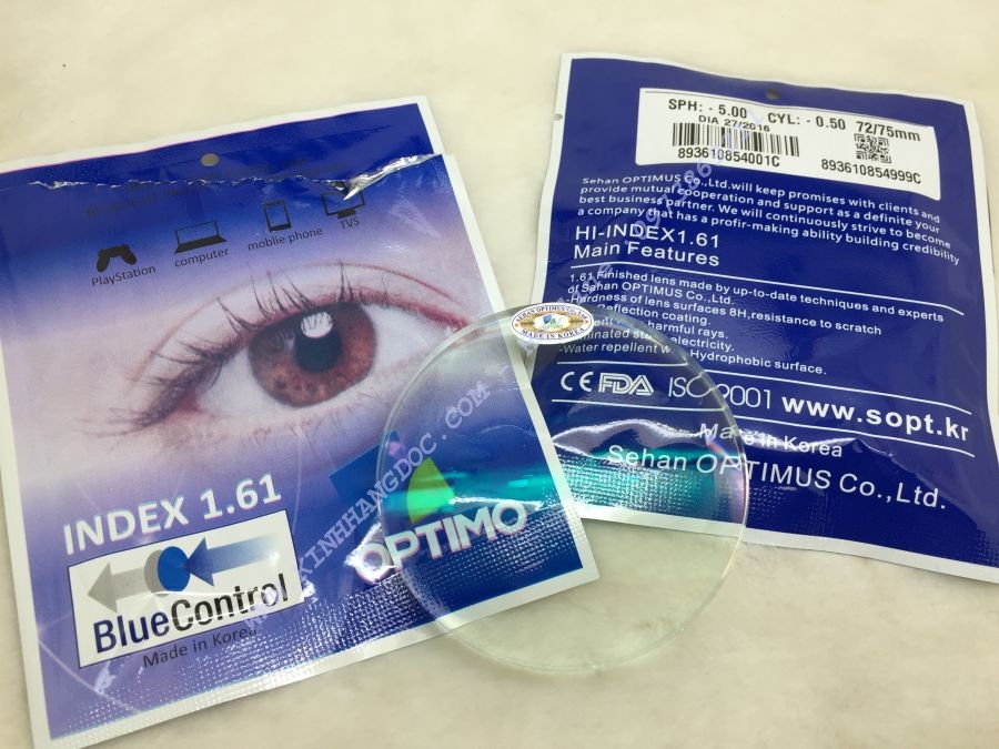 MẮT KÍNH CẬN OPTIMO BLUE CONTROL 1.61 - MẮT KÍNH CẬN CHÍNH HÃNG HÀN QUỐC